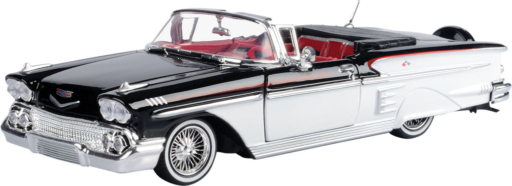CHEVROLET IMPALA GET LOW WHITE/BLACK 1958 1/24